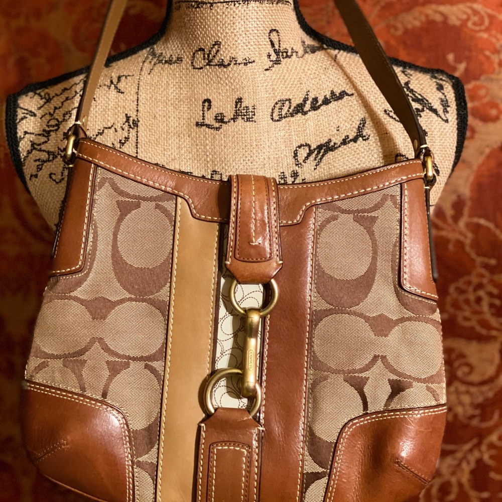 Coach “Hampton” Hobo In Signature Coach Fabric - Gem